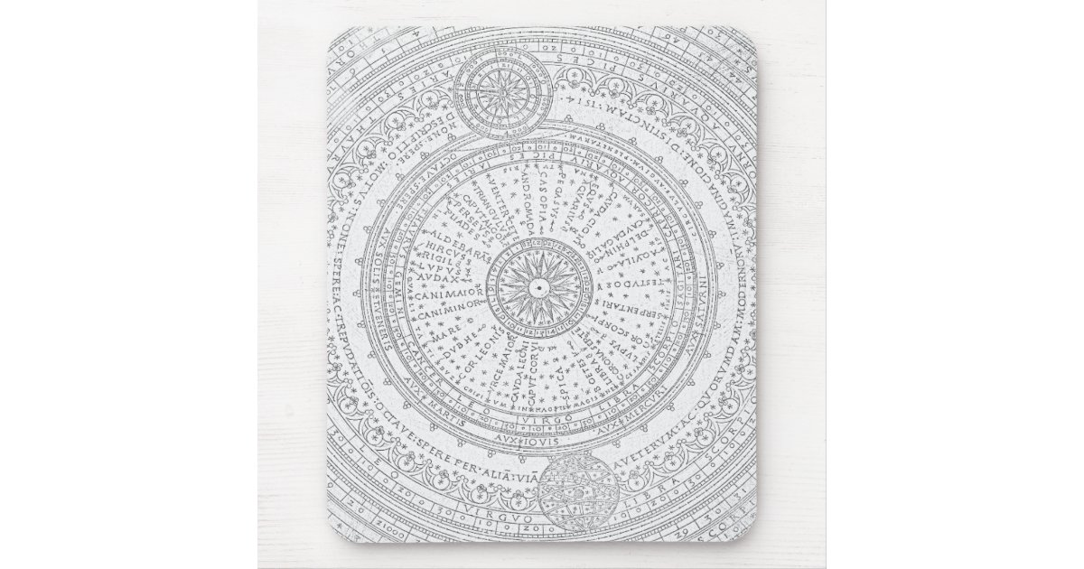 Faded latin text astro chart frame mouse pad | Zazzle