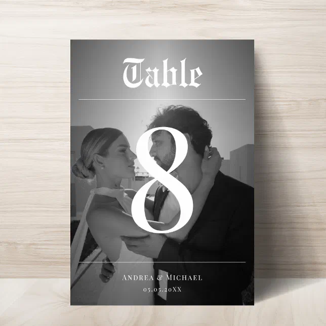 Faded Photo Vintage Newspaper Elegant Wedding Table Number | Zazzle