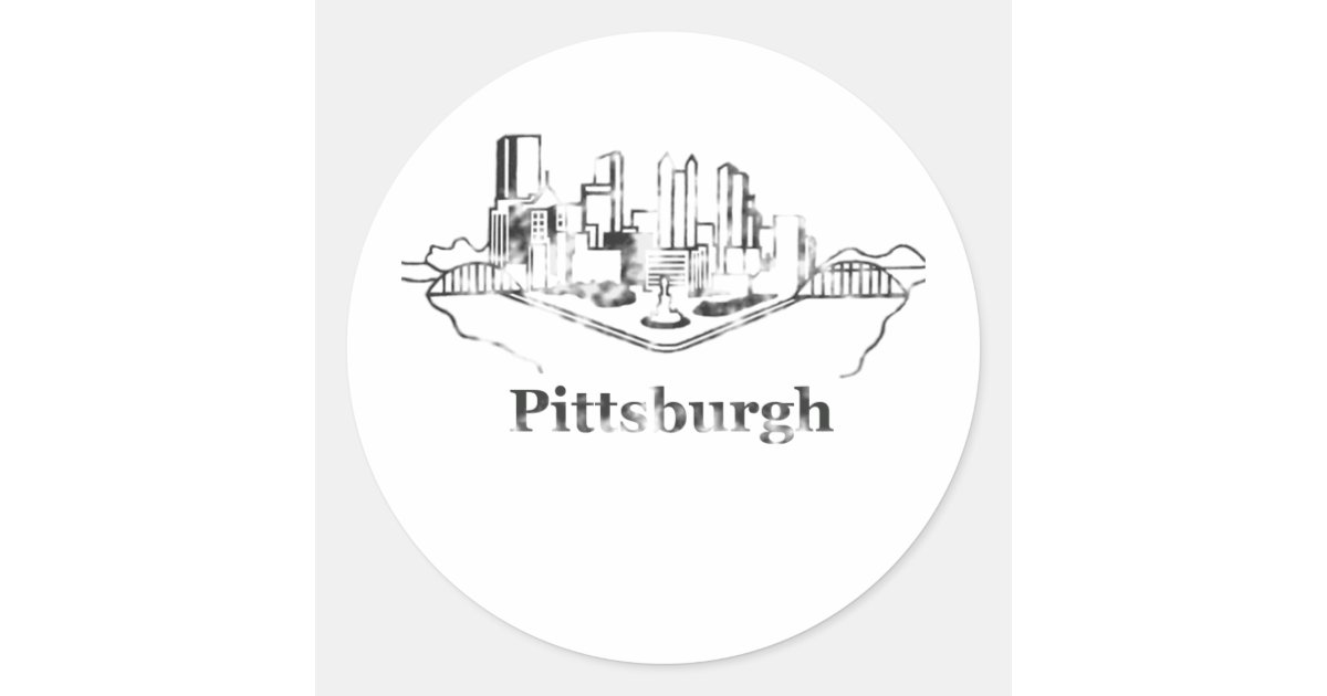 Faded Pittsburgh City Skyline Logo Classic Round Sticker | Zazzle