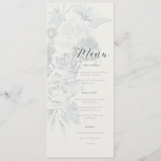 Faded Rose Blush Wedding Blue ID583 Menu | Zazzle.com