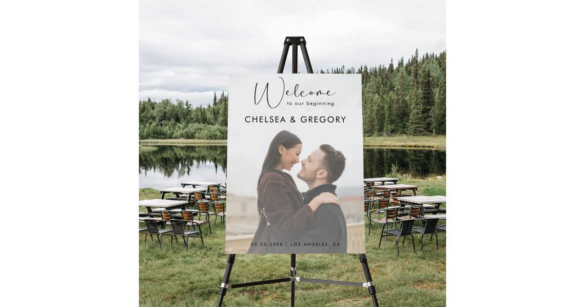 Faded Transparent Photo Wedding Welcome Sign | Zazzle