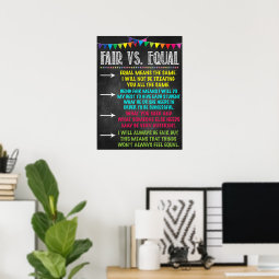 Fair Vs. Equal Classroom Poster | Zazzle