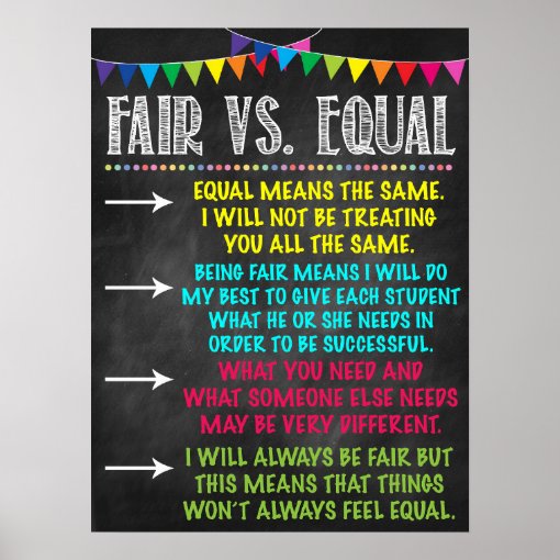 Fair Vs. Equal Classroom Poster | Zazzle