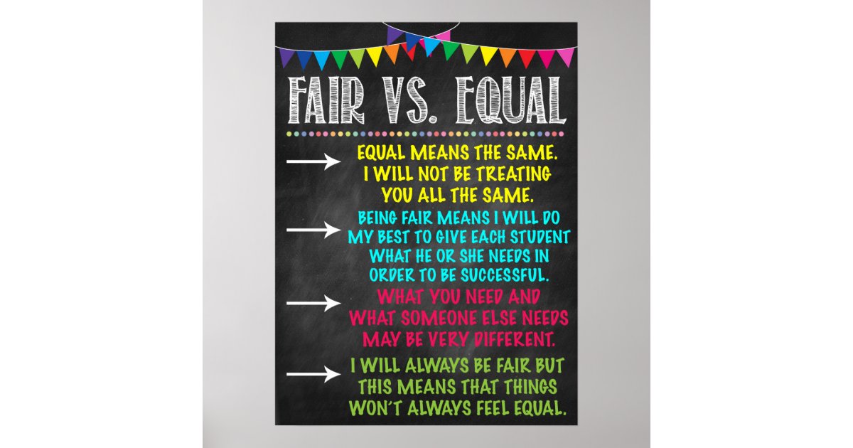 Fair Vs. Equal Classroom Poster | Zazzle