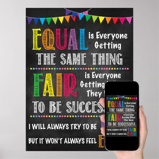 Fair Vs. Equal Classroom Poster | Zazzle