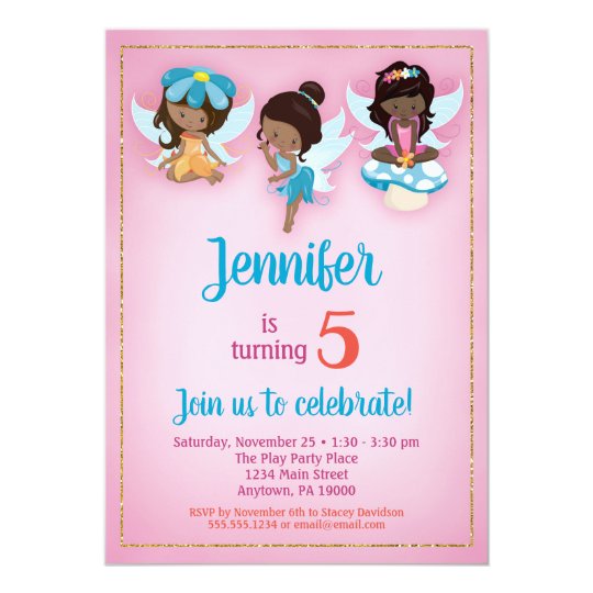 Fairies African American Birthday Invitation | Zazzle.com