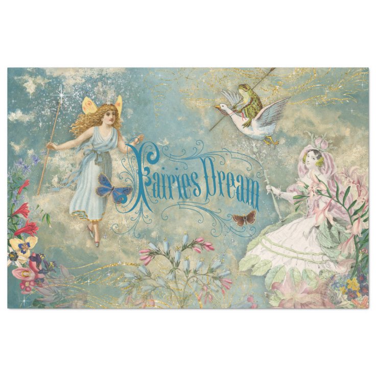 Fairies Dream Enchanted Blue Sky Clouds Decoupage Tissue Paper | Zazzle