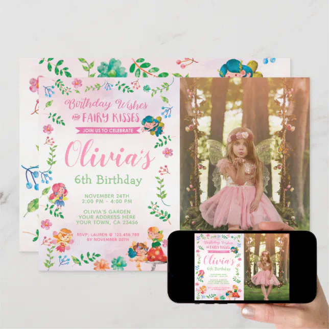 Fairies, Magical Birthday Invitation with Photo | Zazzle