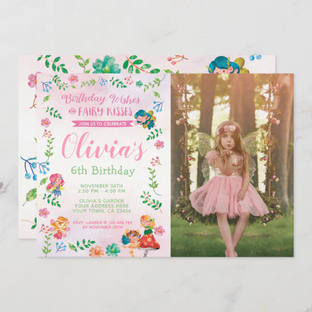 Fairies, Magical Birthday Invitation with Photo | Zazzle