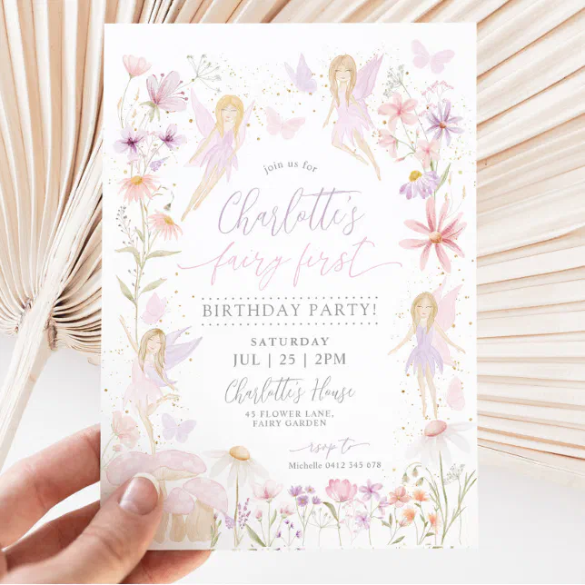 Fairy 1st Birthday Invitation Fairy First Party | Zazzle