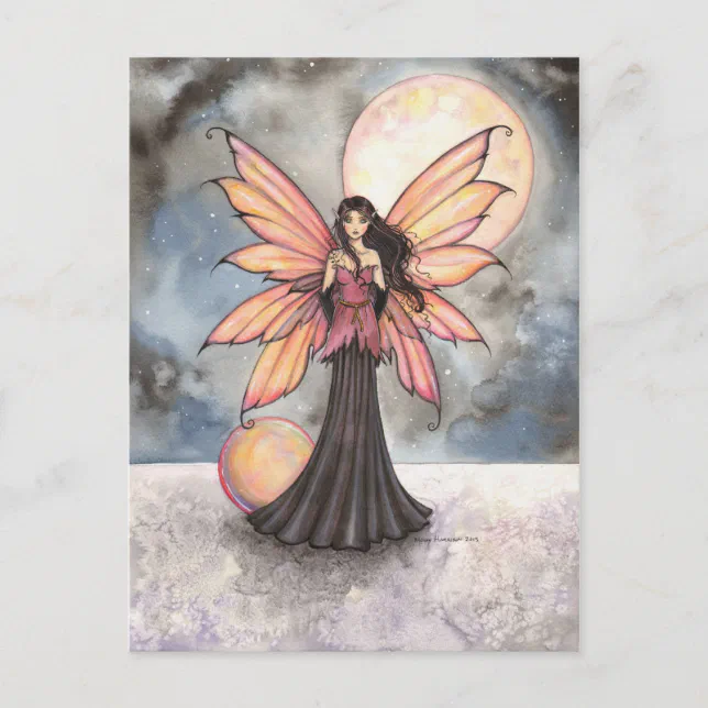 Fairy and Full Moon Fantasy Art Postcard | Zazzle