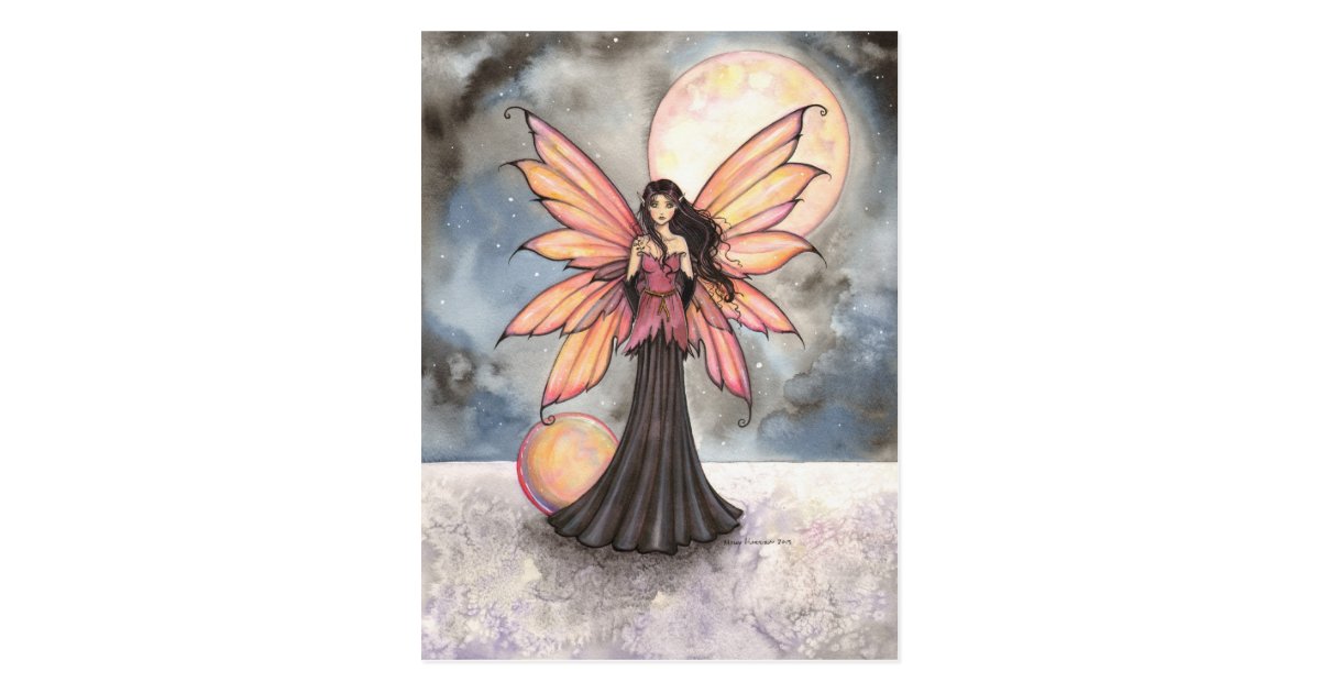 Fairy and Full Moon Fantasy Art Postcard | Zazzle.com
