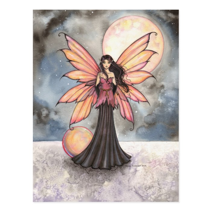 Fairy and Full Moon Fantasy Art Postcard | Zazzle.com