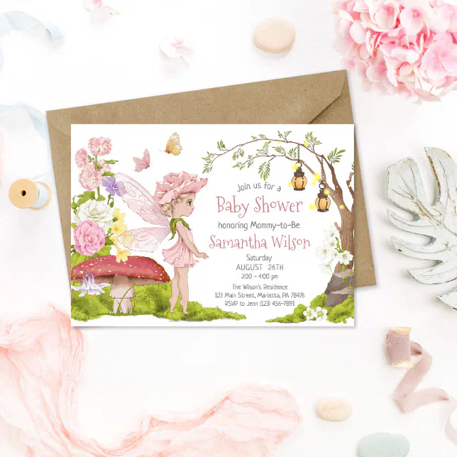 Fairy Baby Shower Invitation Floral Fairy Shower | Zazzle
