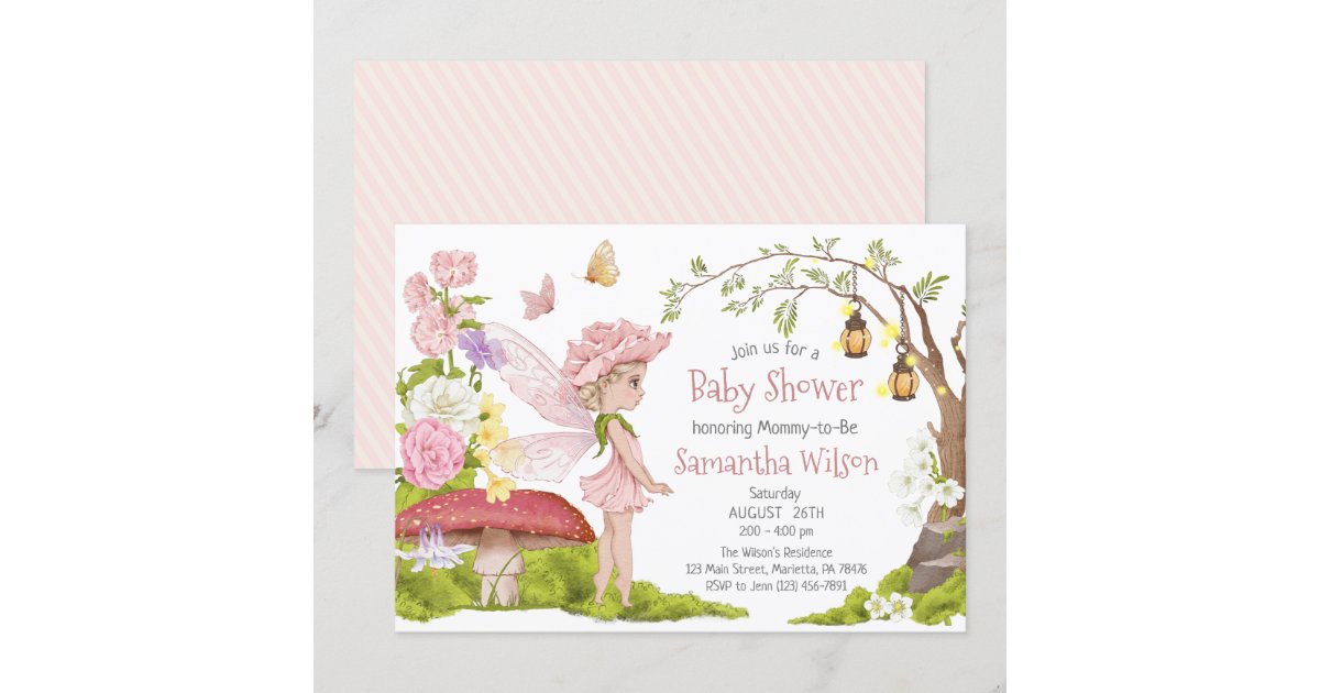 Fairy Baby Shower Invitation Floral Fairy Shower | Zazzle