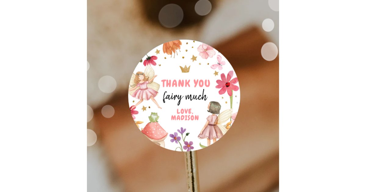Fairy Birthday 1st Fairy Thank You Sticker Favor | Zazzle