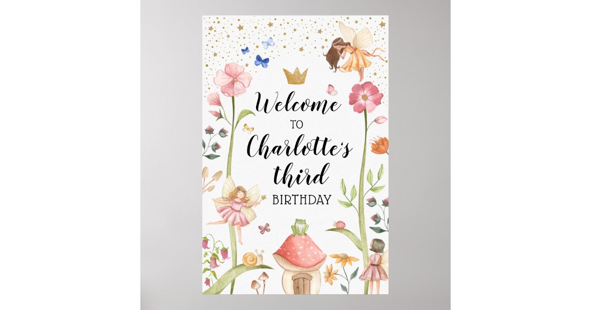 Fairy Birthday Backdrop Poster | Zazzle