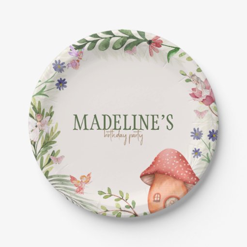 Fairy Enchanted Forest Mushroom Greenery Paper Plates | Zazzle