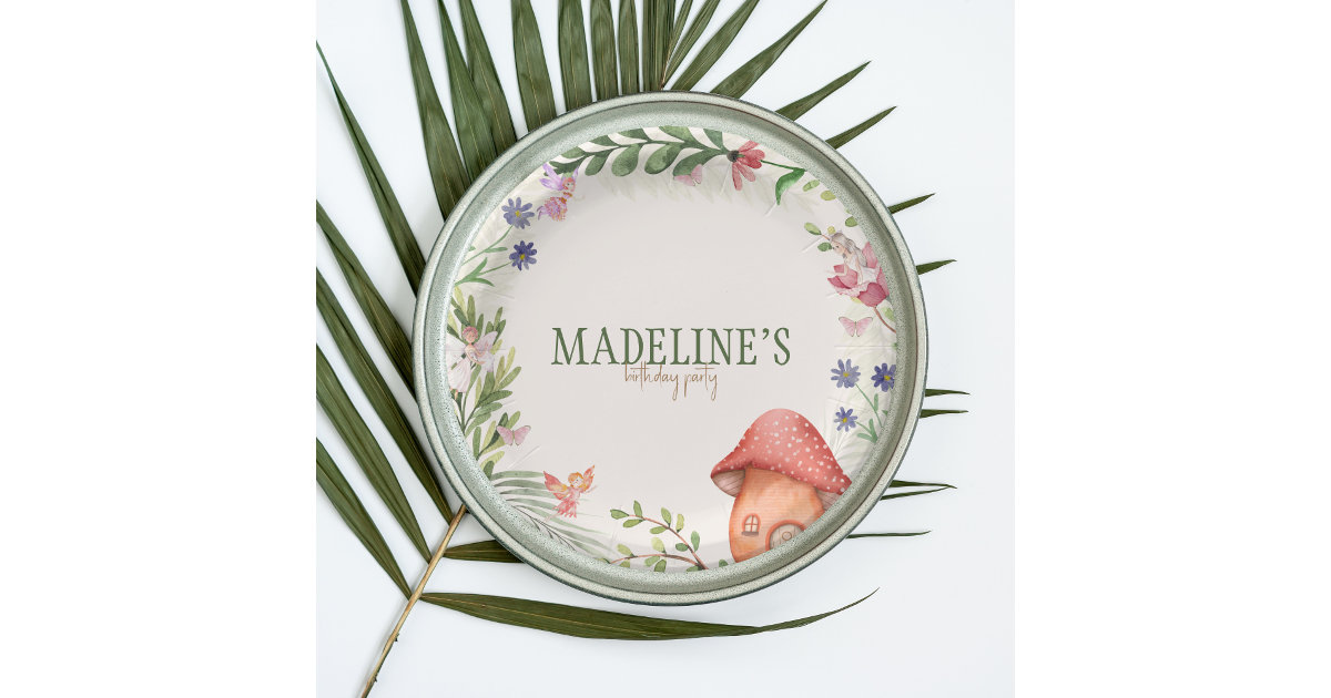 Fairy Enchanted Forest Mushroom Greenery Paper Plates | Zazzle