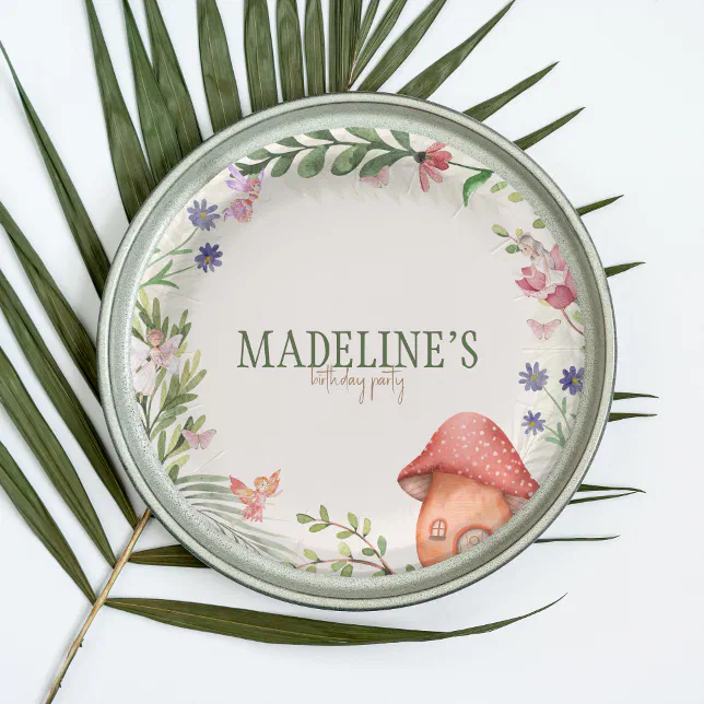 Fairy Enchanted Forest Mushroom Greenery Paper Plates | Zazzle