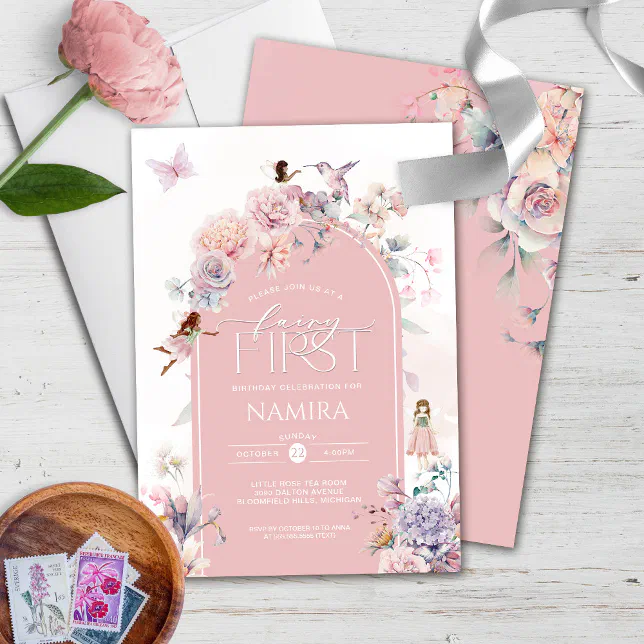 Fairy First Birthday Enchanted Garden Girls Fae Invitation | Zazzle