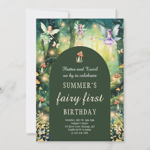 Fairy First Flutter and Twirl Girl's Birthday Invitation | Zazzle