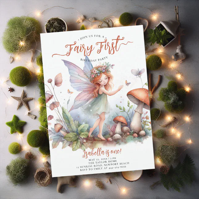 Fairy First Terracotta Magical Girls 1st Birthday Invitation | Zazzle