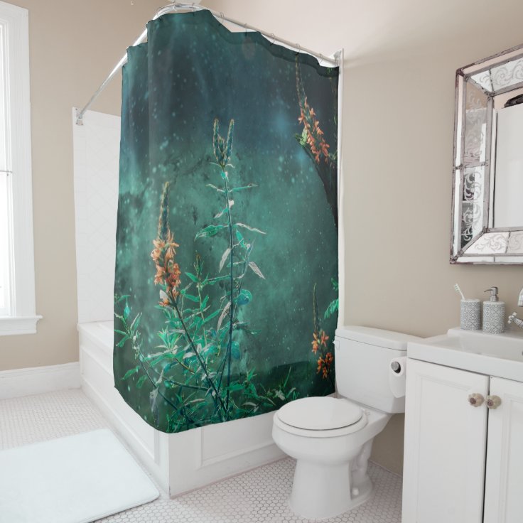 Fairy Flowers in the Jade Moonlight Shower Curtain | Zazzle