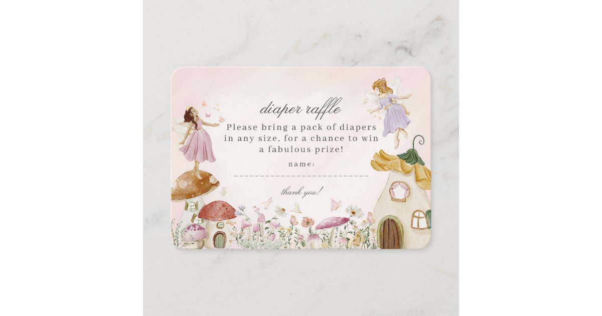 Fairy Garden Baby Diaper Raffle Invitation Insert | Zazzle