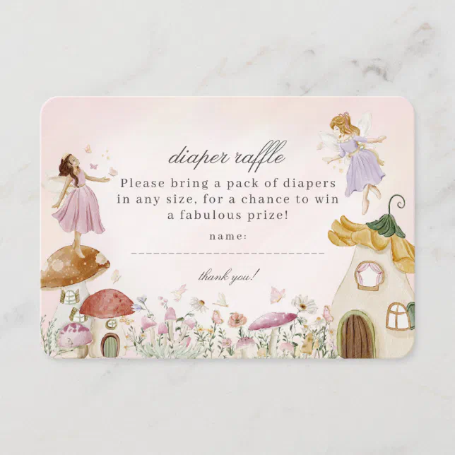 Fairy Garden Baby Diaper Raffle Invitation Insert | Zazzle