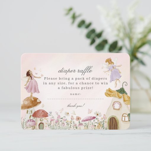 Fairy Garden Baby Diaper Raffle Invitation Insert | Zazzle