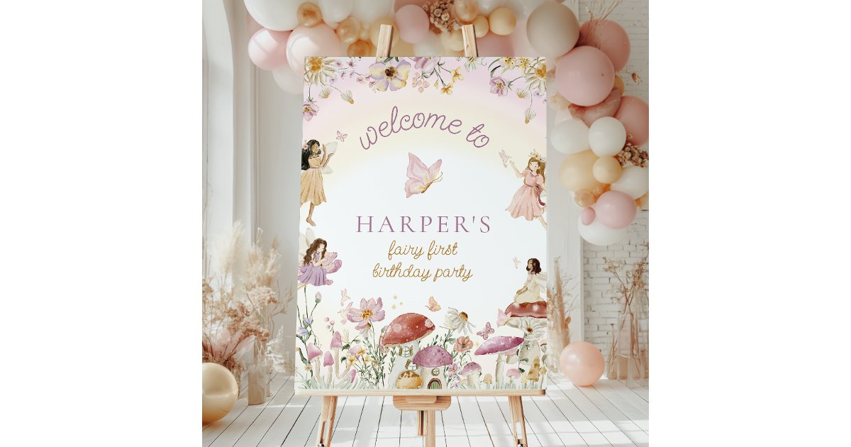 Fairy Garden Birthday Welcome Poster | Zazzle