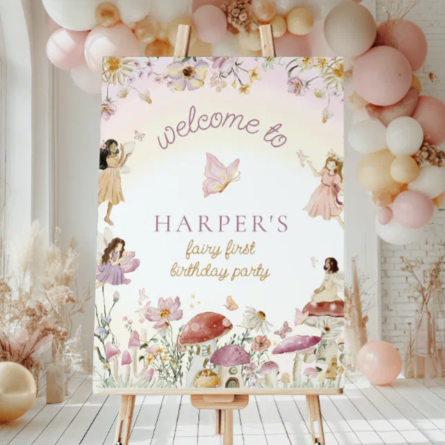 Fairy Garden Birthday Welcome Poster | Zazzle