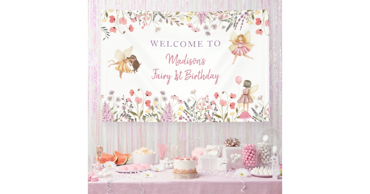 Fairy Garden Boho Wildflower Birthday Banner | Zazzle