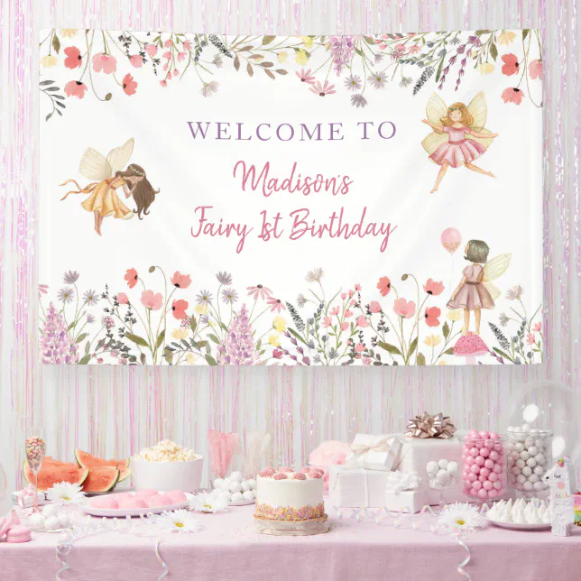 Fairy Garden Boho Wildflower Birthday Banner | Zazzle