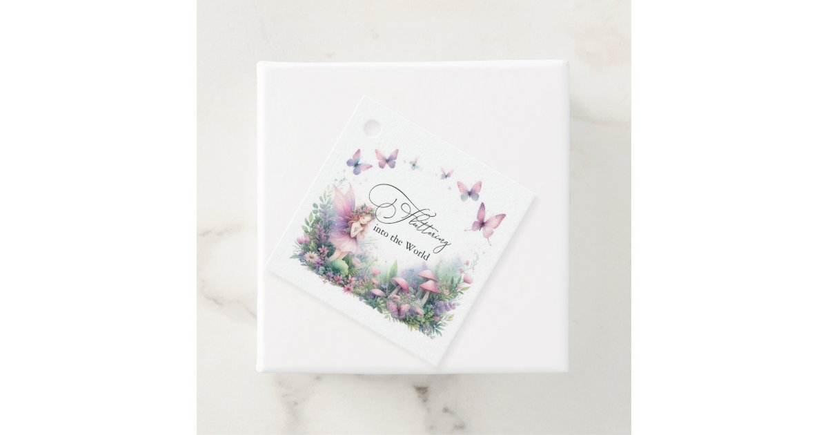 Fairy Garden & Butterfly Flutter Love Baby Shower Favor Tags | Zazzle