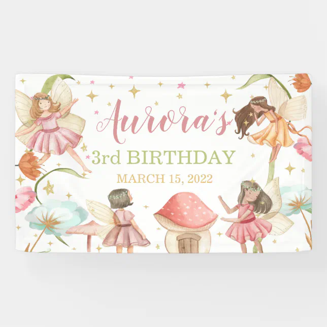 Fairy Garden Princess Magical Birthday Banner | Zazzle