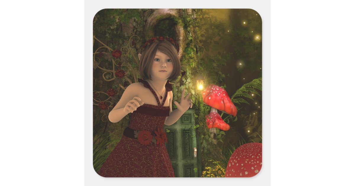 Fairy in Red Dress Sticker | Zazzle
