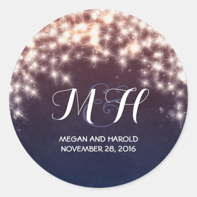 Fairy Lights Rustic Wedding Classic Round Sticker | Zazzle