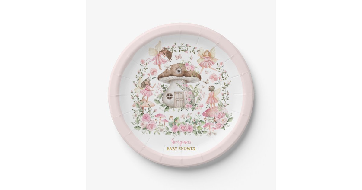 Fairy Magical Forest Garden Girl Baby Shower Paper Plates | Zazzle