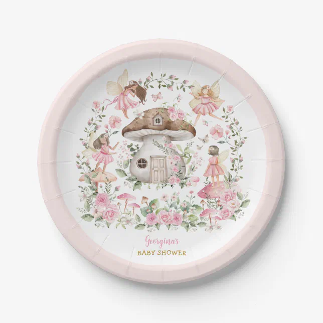 Fairy Magical Forest Garden Girl Baby Shower Paper Plates | Zazzle