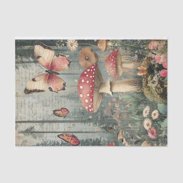 Fairy Mushrooms Gothic Garden Decoupage Tissue Paper | Zazzle