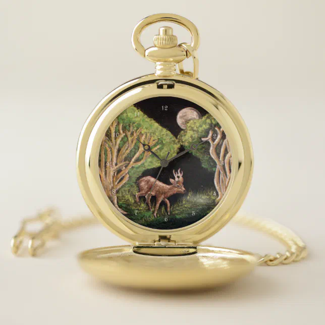 Fairy of the Forest `Roe Deer Buck' Pocket watch | Zazzle