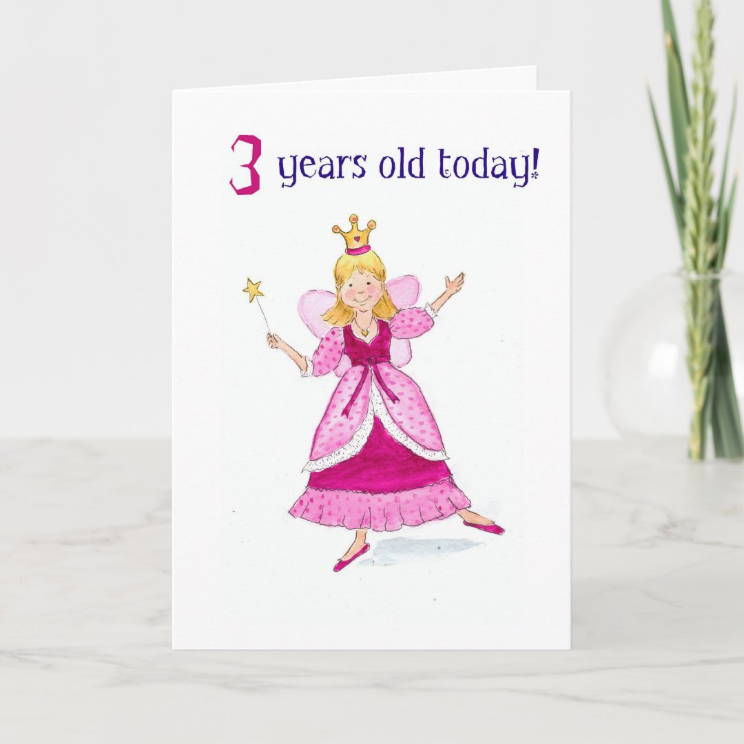 Fairy Princess 3rd Birthday Card | Zazzle