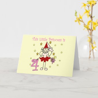 Fairy Princess 4th Birthday Tshirts and Gifts Card | Zazzle