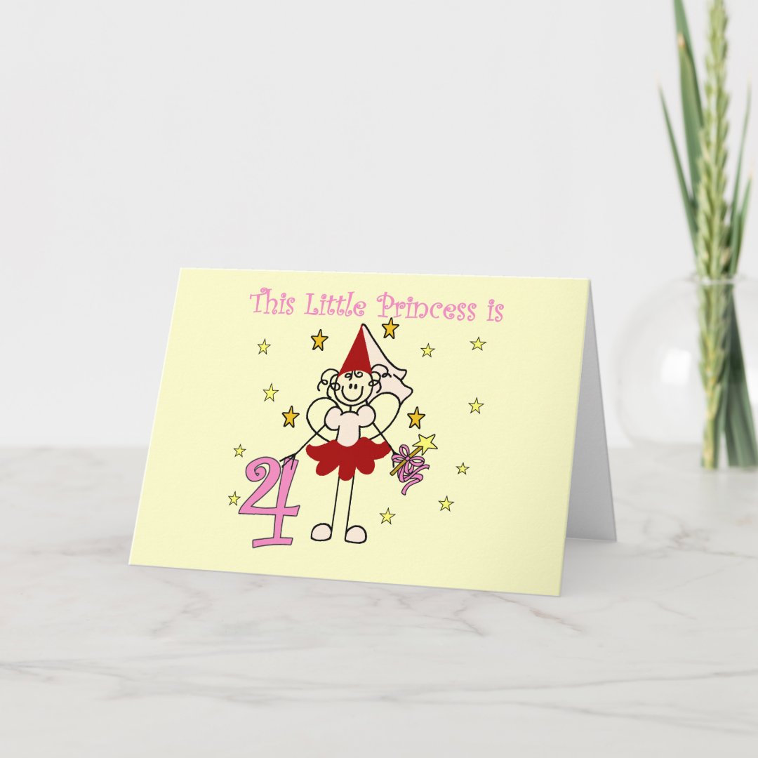 Fairy Princess 4th Birthday Tshirts and Gifts Card | Zazzle