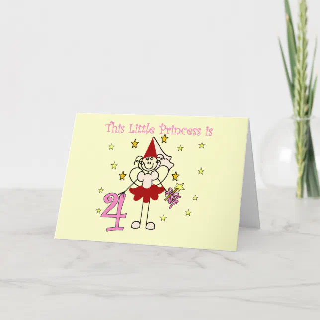 Fairy Princess 4th Birthday Tshirts and Gifts Card | Zazzle