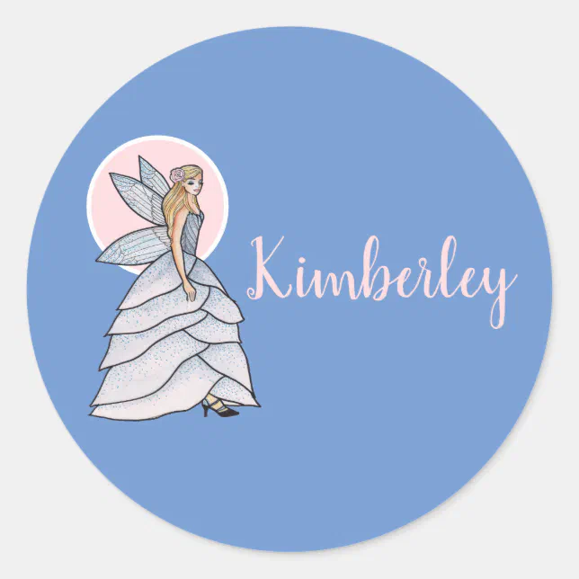 Fairy Princess Bride Dress Fashion Illustration Classic Round Sticker ...