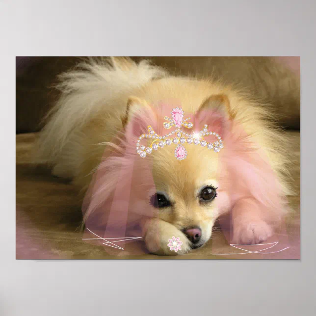 fairy princess dog with diamond crown poster | Zazzle