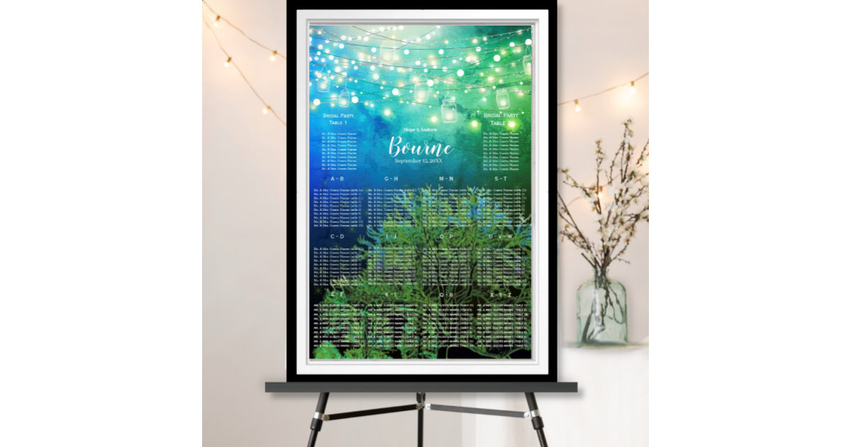 Fairy Tale Forest Blue Green Tree Seating Chart | Zazzle